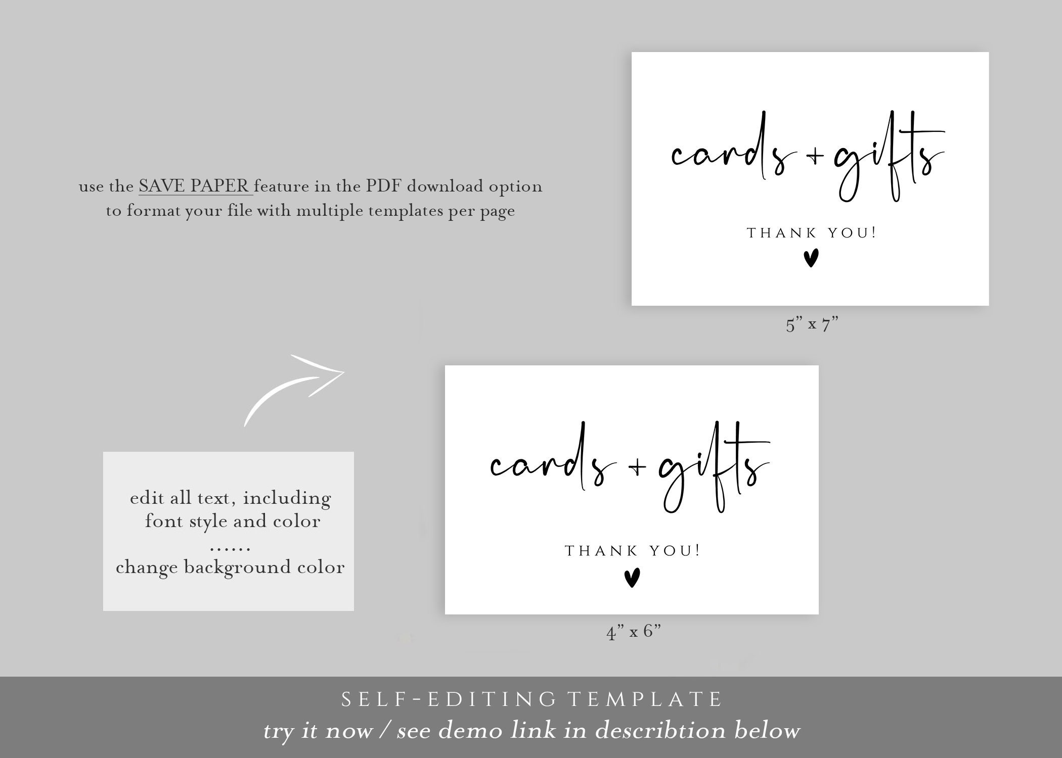 Cards and Gifts Wedding Sign Horizontal Tabletop Cards & - Etsy