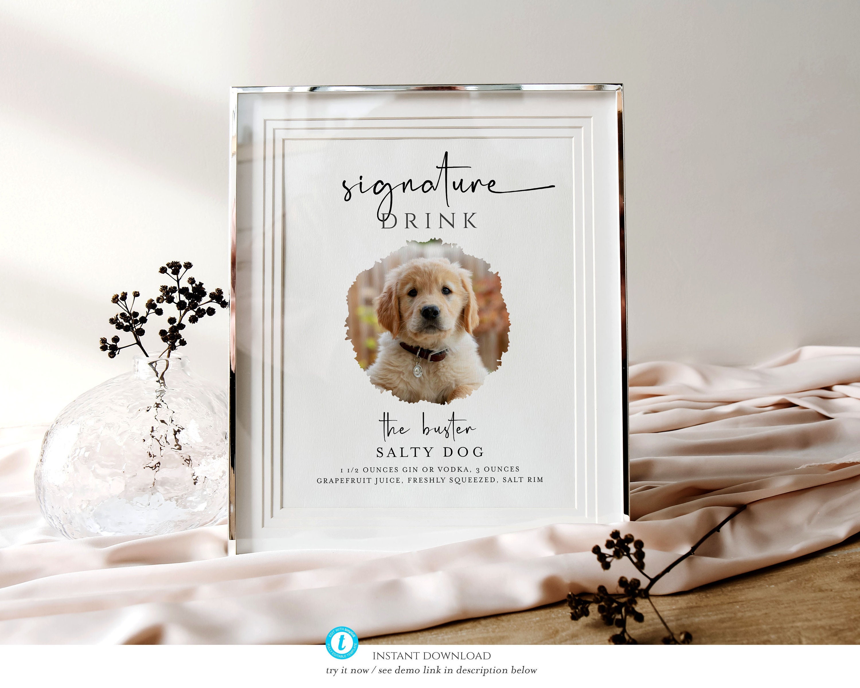 Dog Signature Drink Sign Template Pet Printable Signature | Etsy