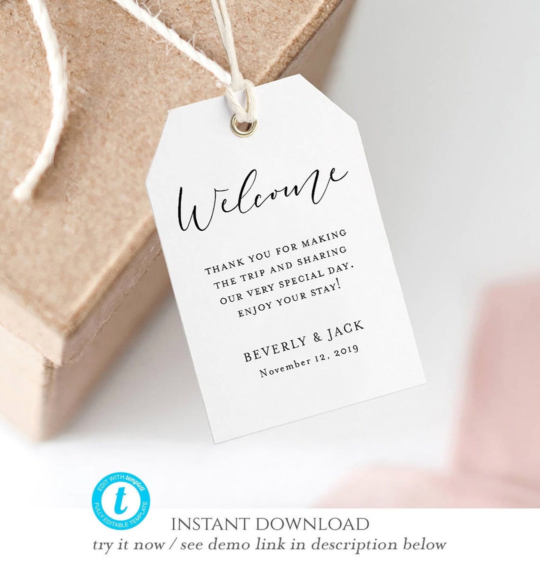 Welcome Tags for Wedding Guests Wedding Tag Template Wedding Favor Tags ...
