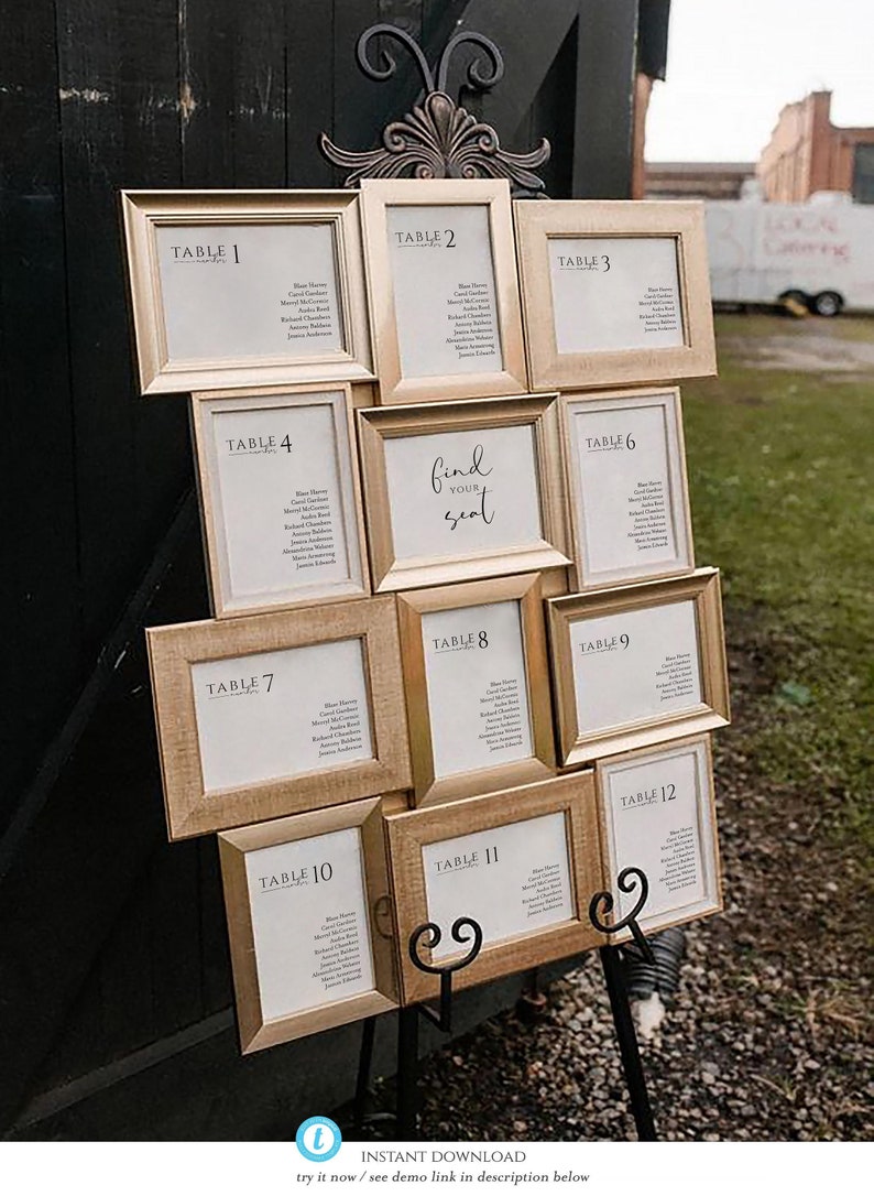 5x7 Wedding Seating Chart Template, Table Seating Chart Horizontal ...