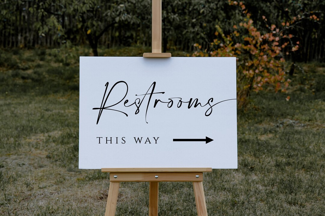 Restrooms This Way Sign: Ladies & Gents, Wedding Restroom Sign (digital ...