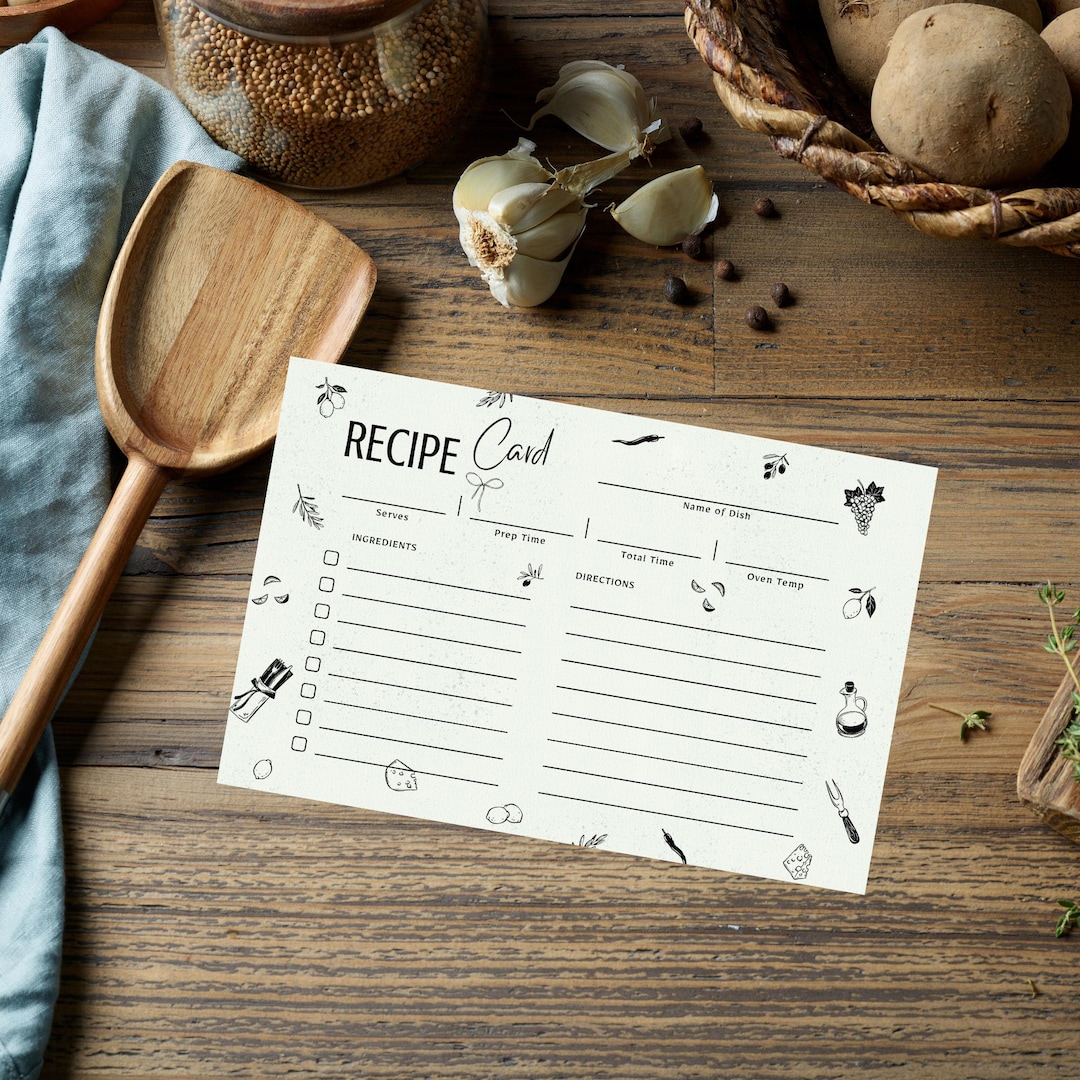 Editable Recipe Card Template: Printable 6x4 & 7x5 Canva Design ...