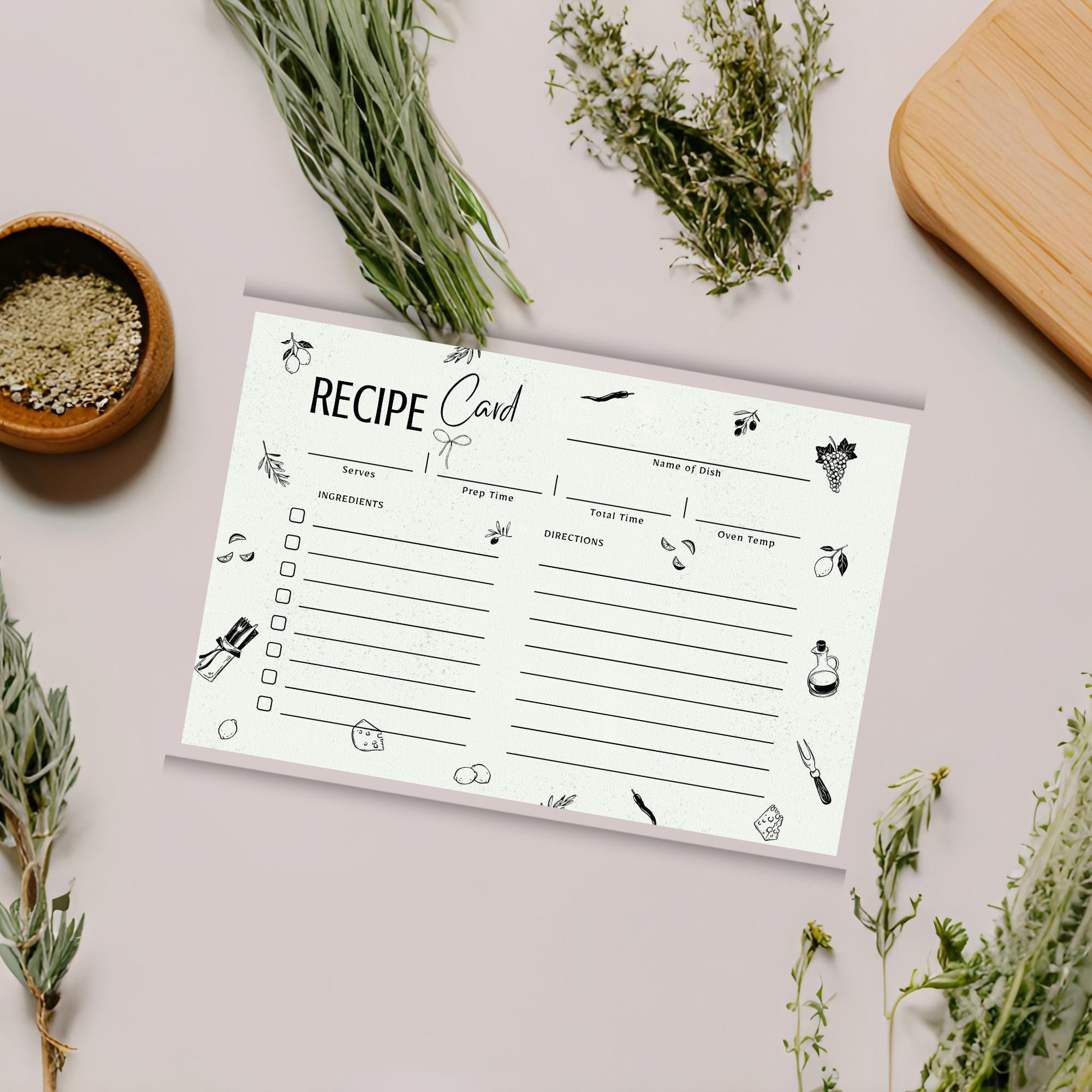 Editable Recipe Card Template: Printable 6x4 & 7x5 Canva Design ...