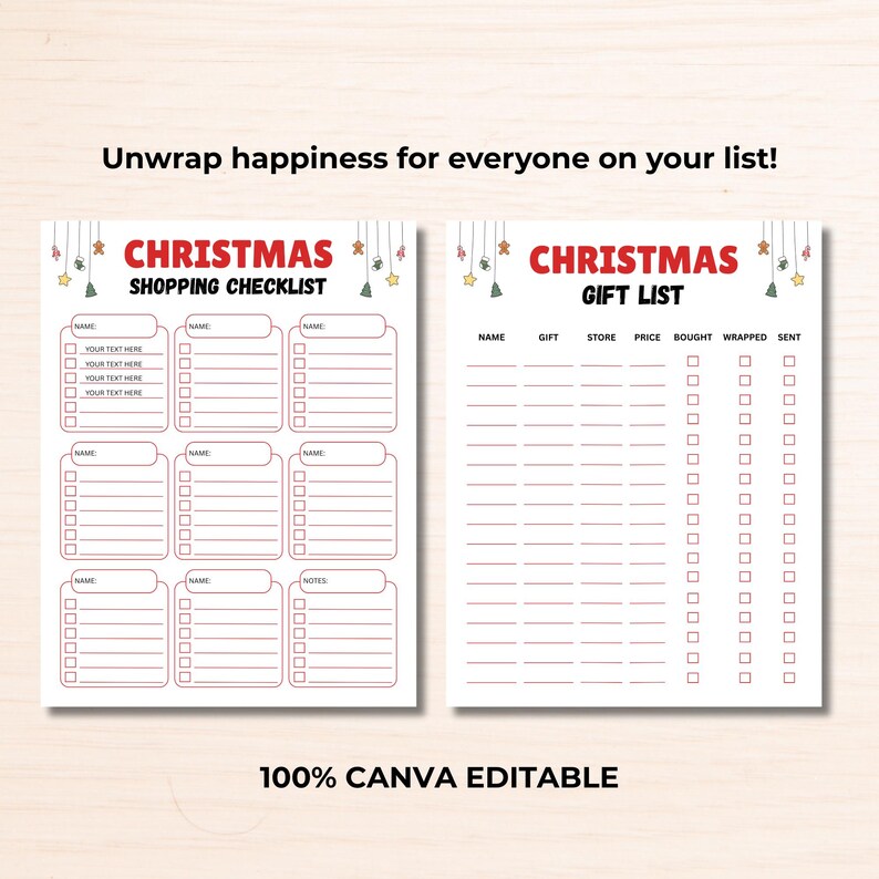 Editable Christmas Shopping List | Printable Christmas Gift Tracker for ...
