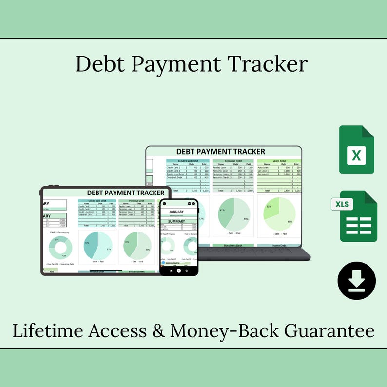 Debt Payment Tracker: Excel & Google Sheets, Snowball Avalanche ...