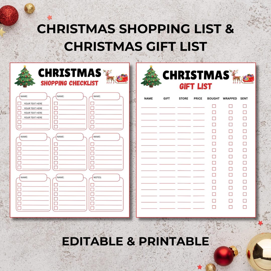 Christmas Shopping List Printable | Christmas List for Holiday Shopping ...