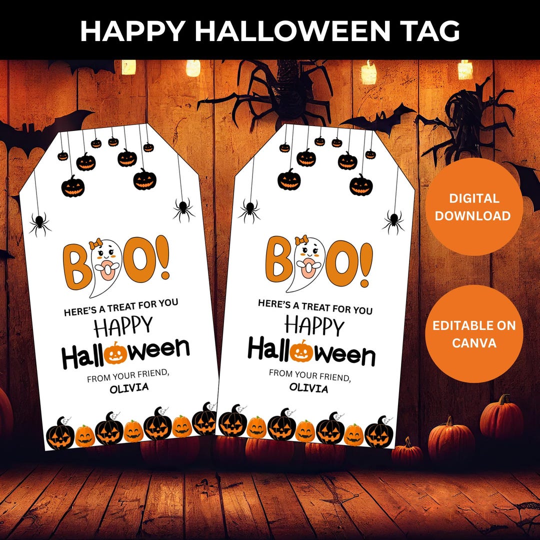 Printable Happy Halloween Gift Tags | Cute Halloween Cookie Tag ...