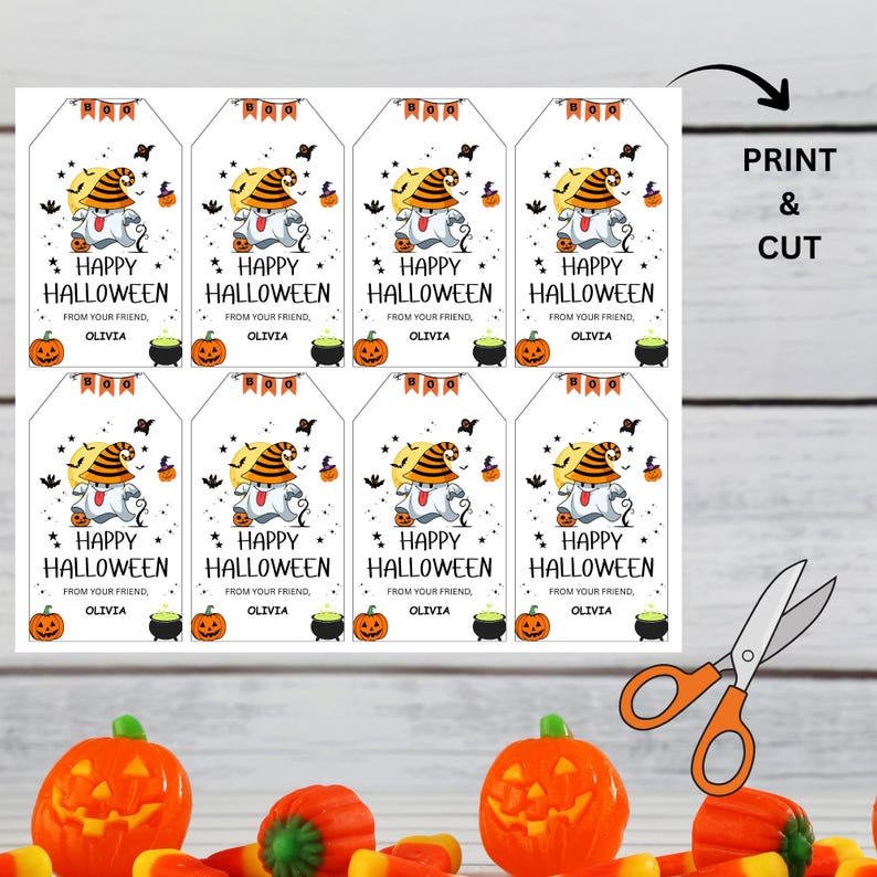 Editable Happy Halloween Tags | Trick or Treat Favor Gift Tags | Spooky ...