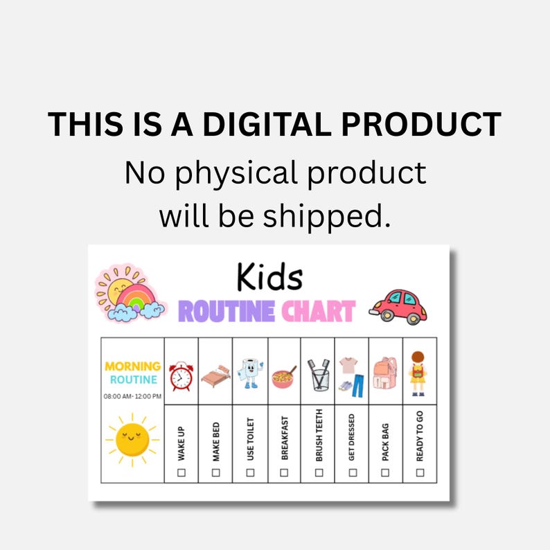 Kids Routine Chart Printable: Visual Schedule, Chore Chart Canva PDF - Etsy