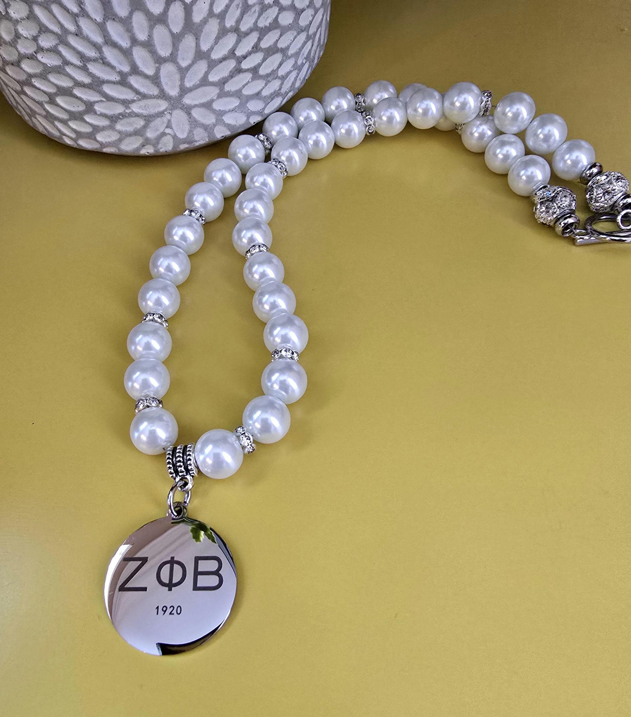Handmade Zeta Phi Beta Pearl Sorority Necklaces Available in Silver ...