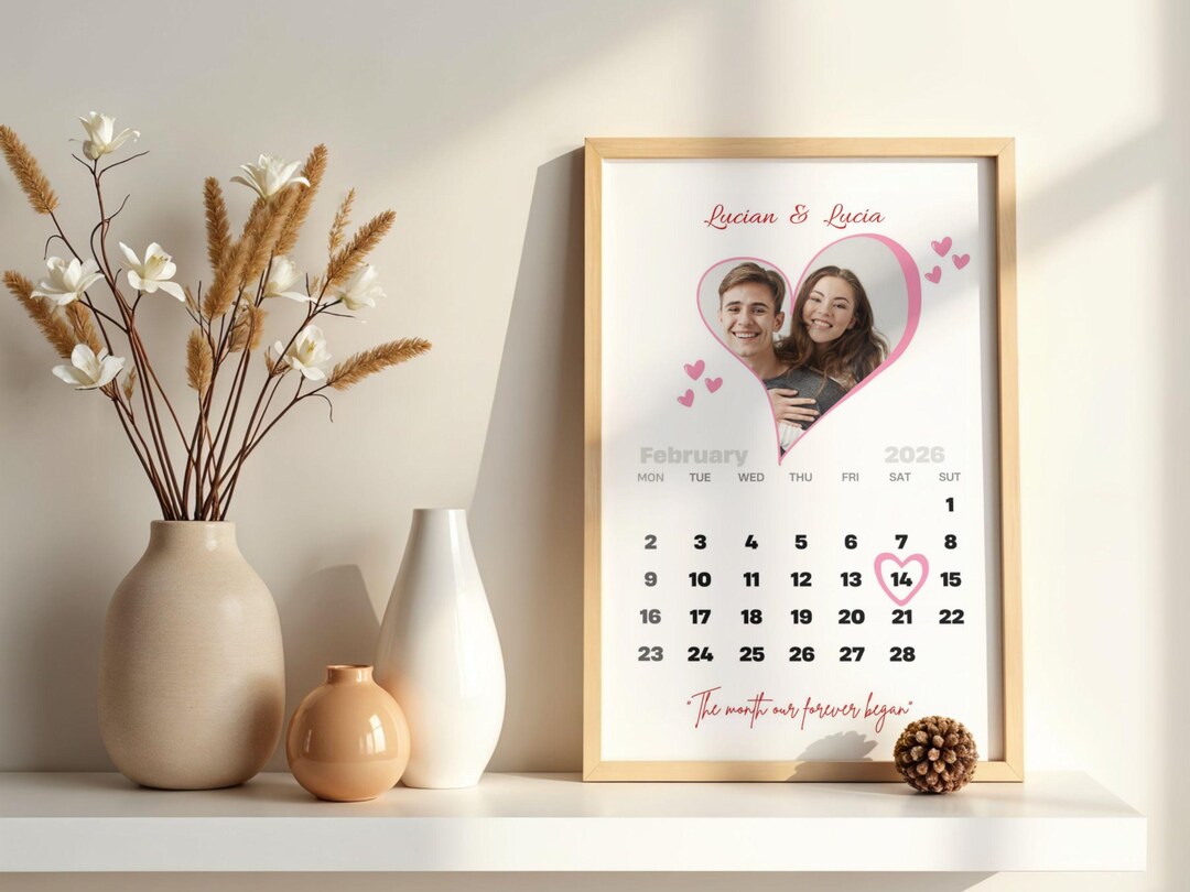 Personalized Couple Calendar Wall Art, Valentine's Day Gift, Custom ...