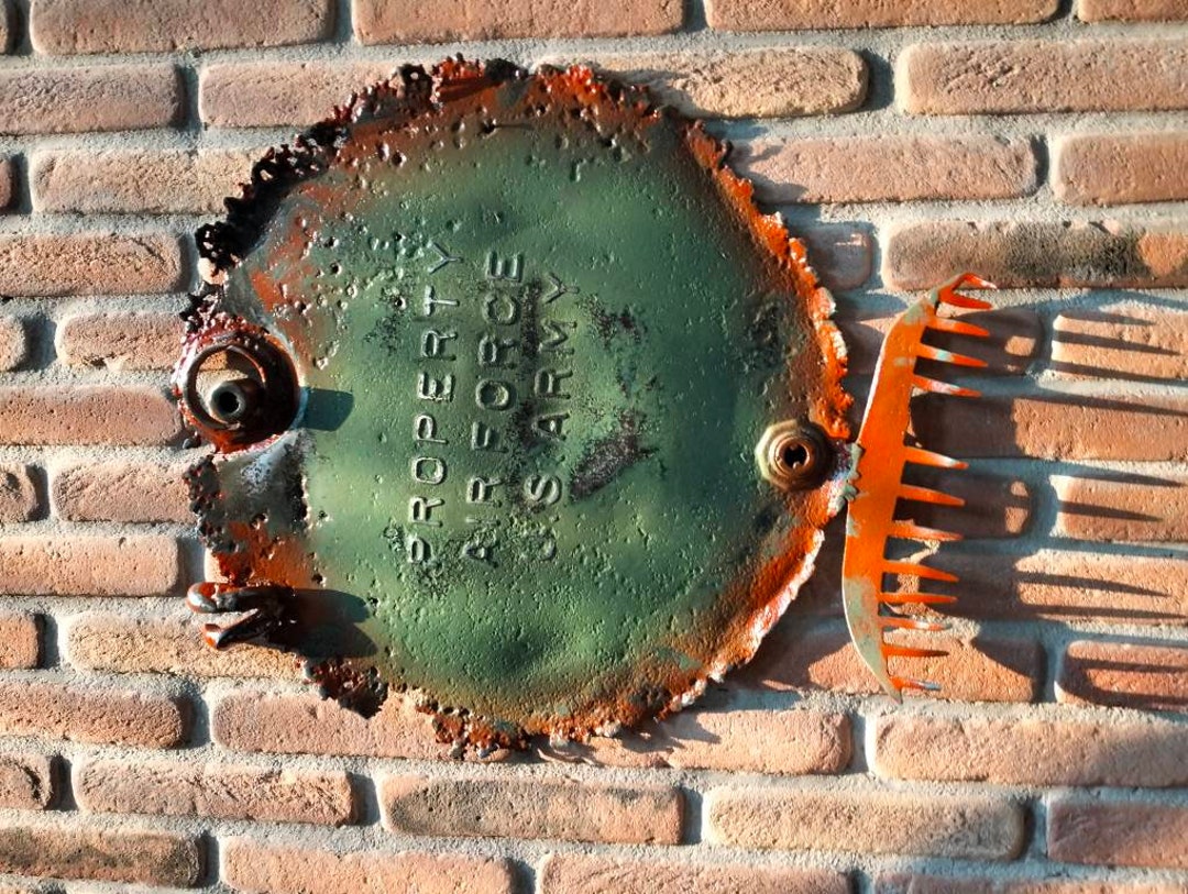 Sculpture by F-lor Da Fer u.s ARMY Fish Contemporary Recycled Iron ...