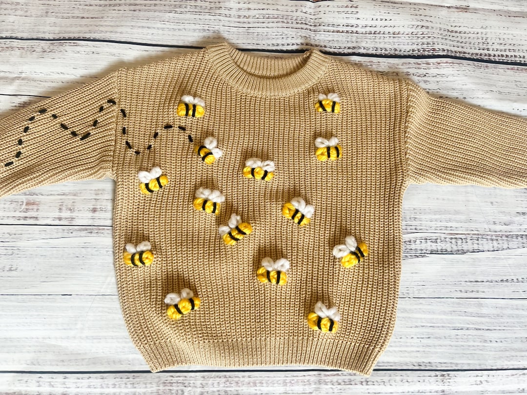 Hand Embroidered Bee Baby Sweater - Etsy