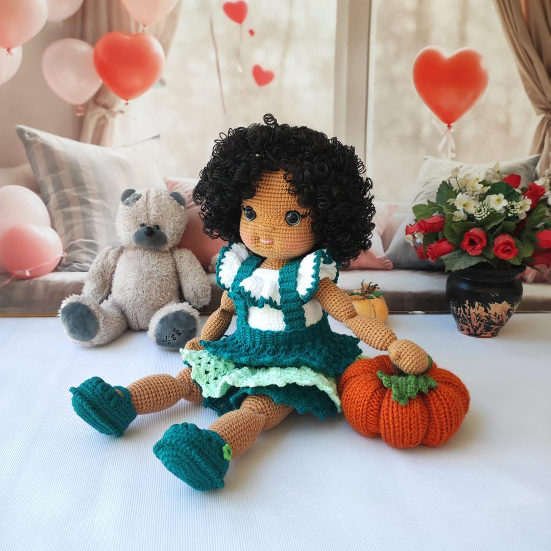 Amigurumi Dark Skin Doll, Crochet Black Doll, Crochet Doll for Sale ...