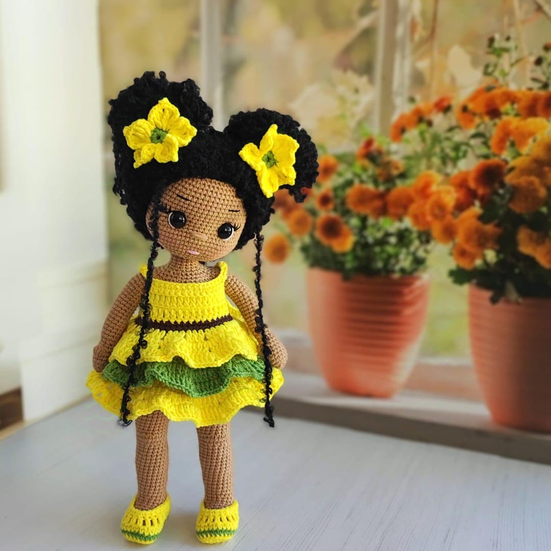 Amigurumi Dark Skin Doll, Crochet Black Doll, Crochet Doll for Sale ...