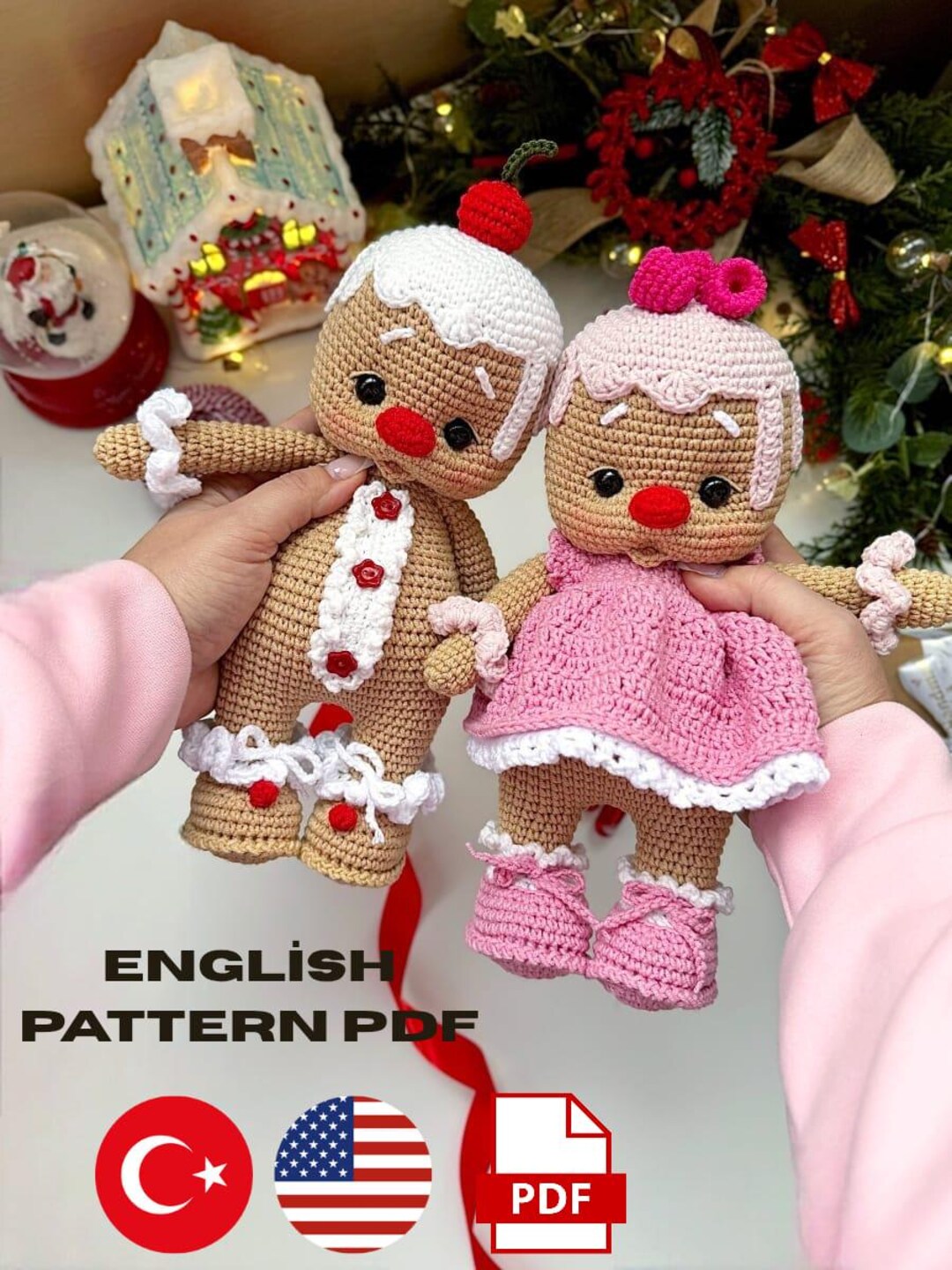 Crochet Gingerbread man pattern, amigurumi gingerbread man pattern ...