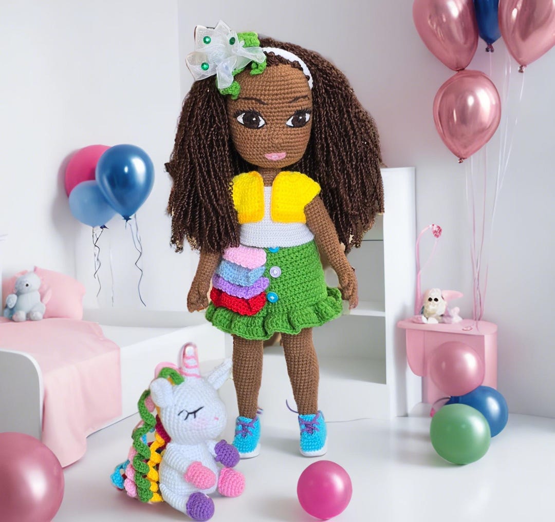 Amigurumi Dark Skin Doll, Crochet Black Doll, Crochet Doll for Sale ...