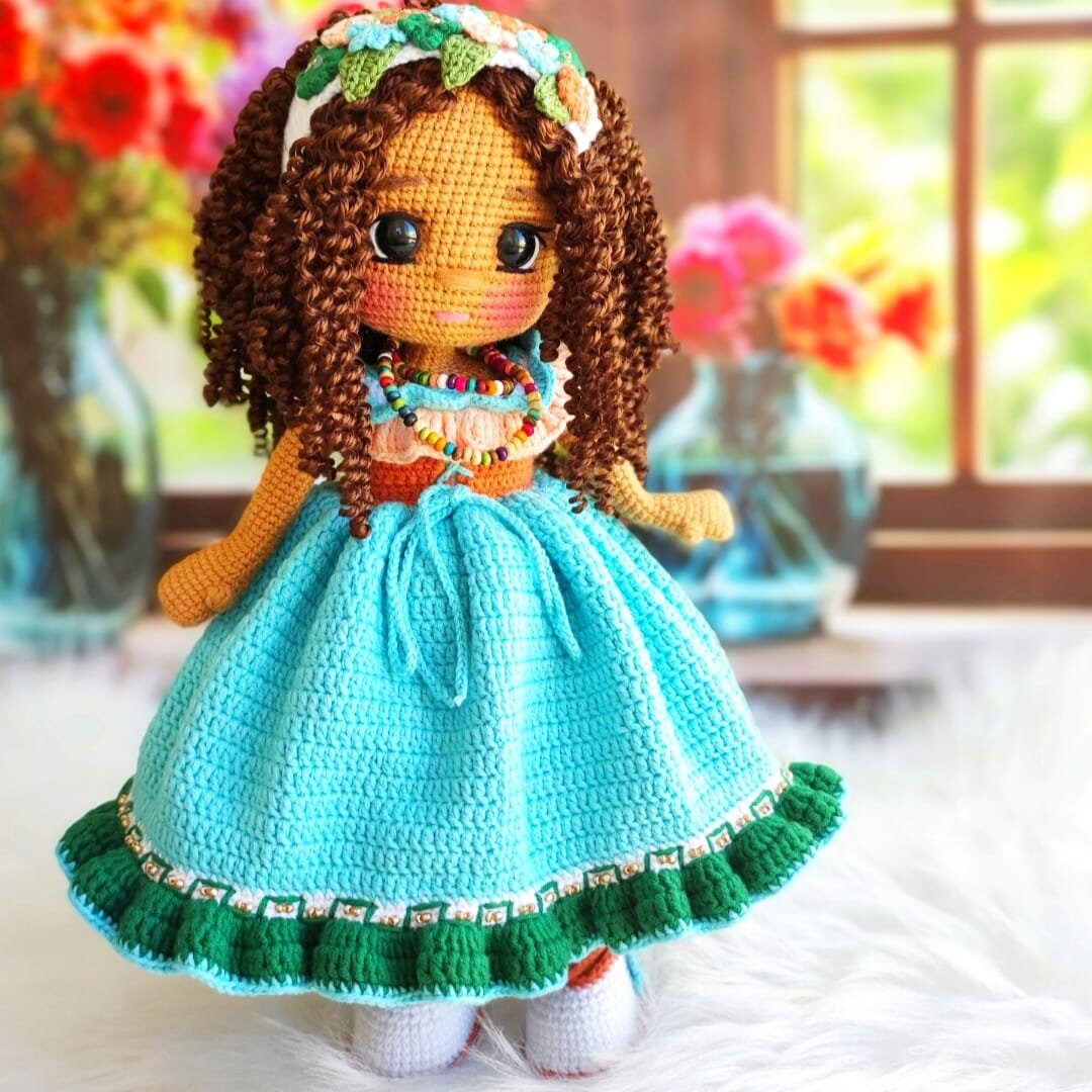 Amigurumi Dark Skin Doll, Crochet Black Doll, Amigurumi Doll for Sale ...