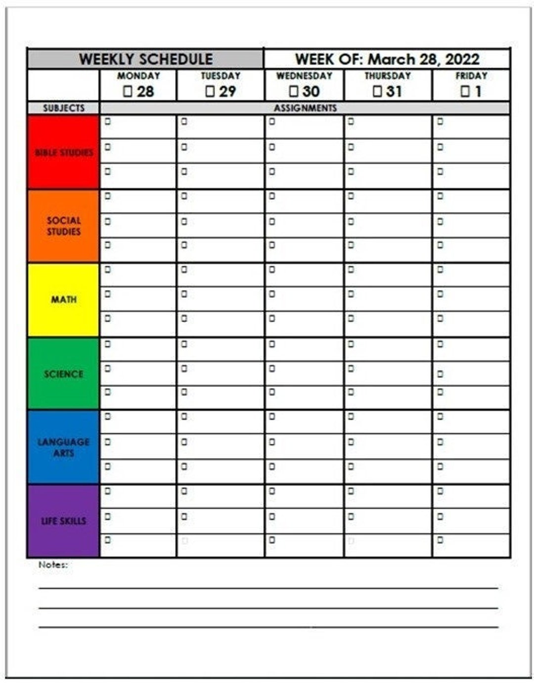 Weekly School Schedule, Homeschool School Schedule, Editable Weekly ...