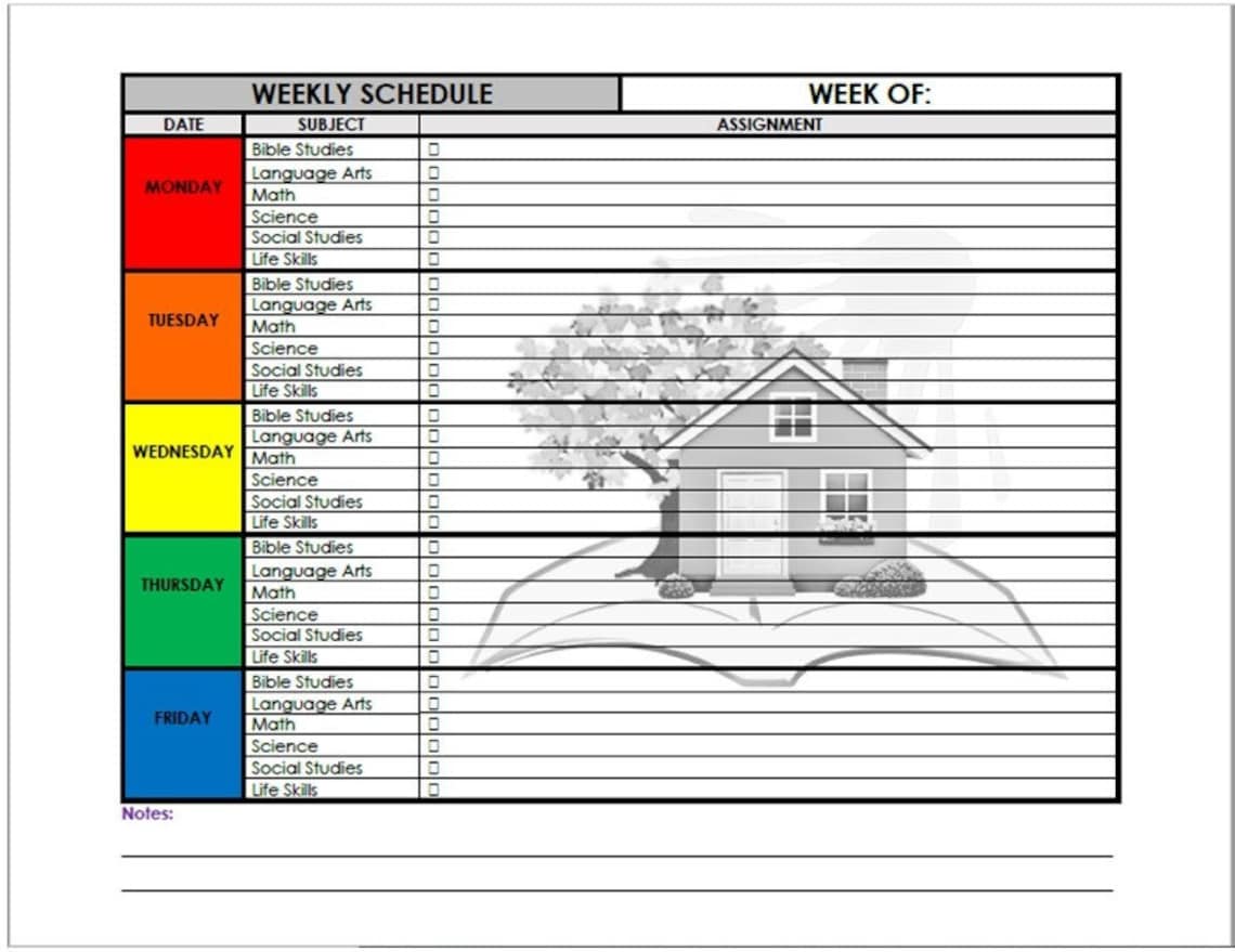 Weekly School Schedule Homeschool School Schedule Editable - Etsy