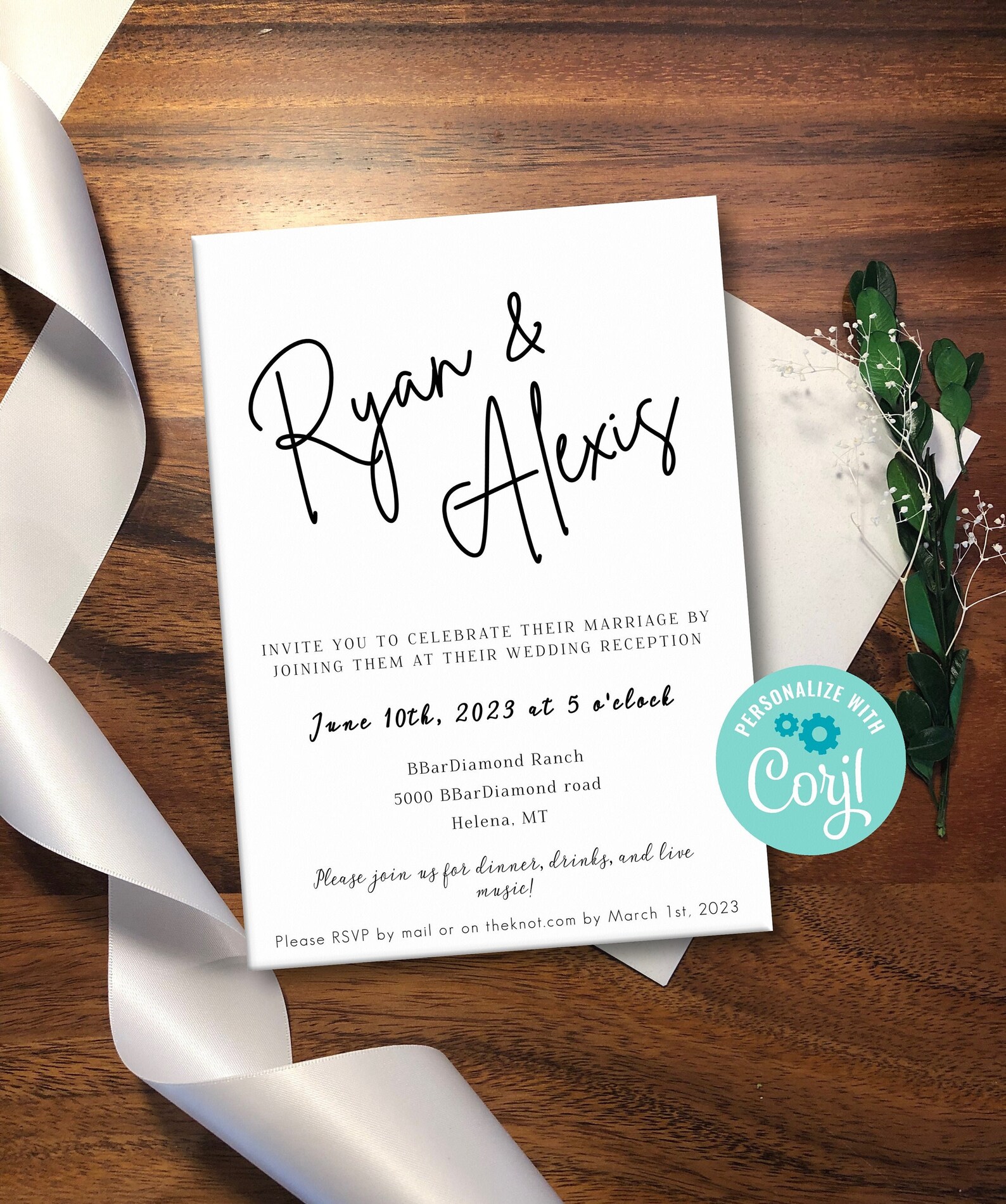 Simple Wedding Reception Invitation Template! - Etsy