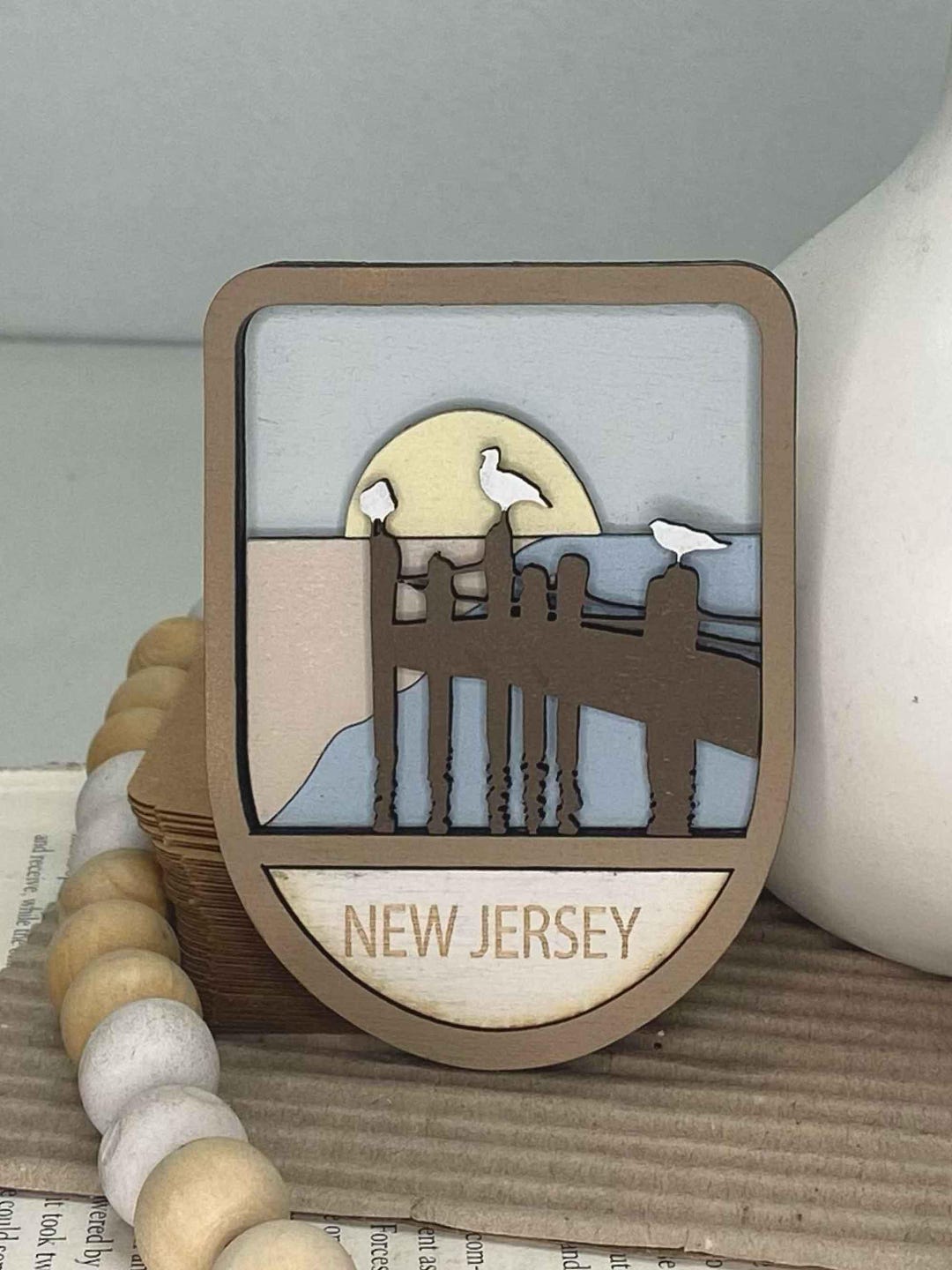 New Jersey State Magnet Wood Magnet Fridge Magnet Nature Magnet Laser ...