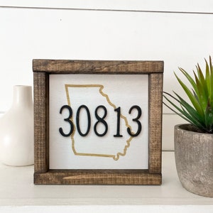 Personalized Zip Code Sign: Custom Hometown Decor, Framed Wood Sign - Etsy