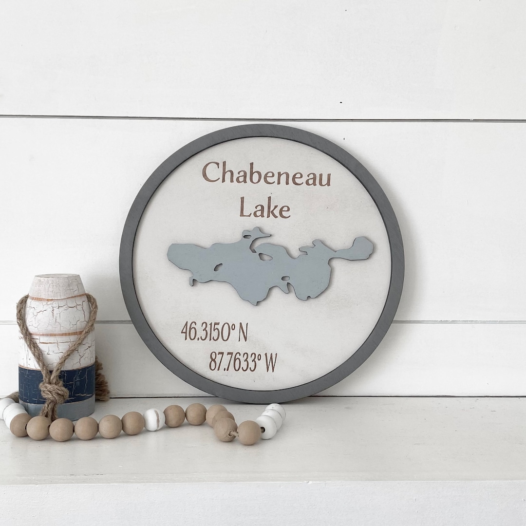 Custom Round Lake Sign Personalized Lake With Coordinates-custom Lake ...