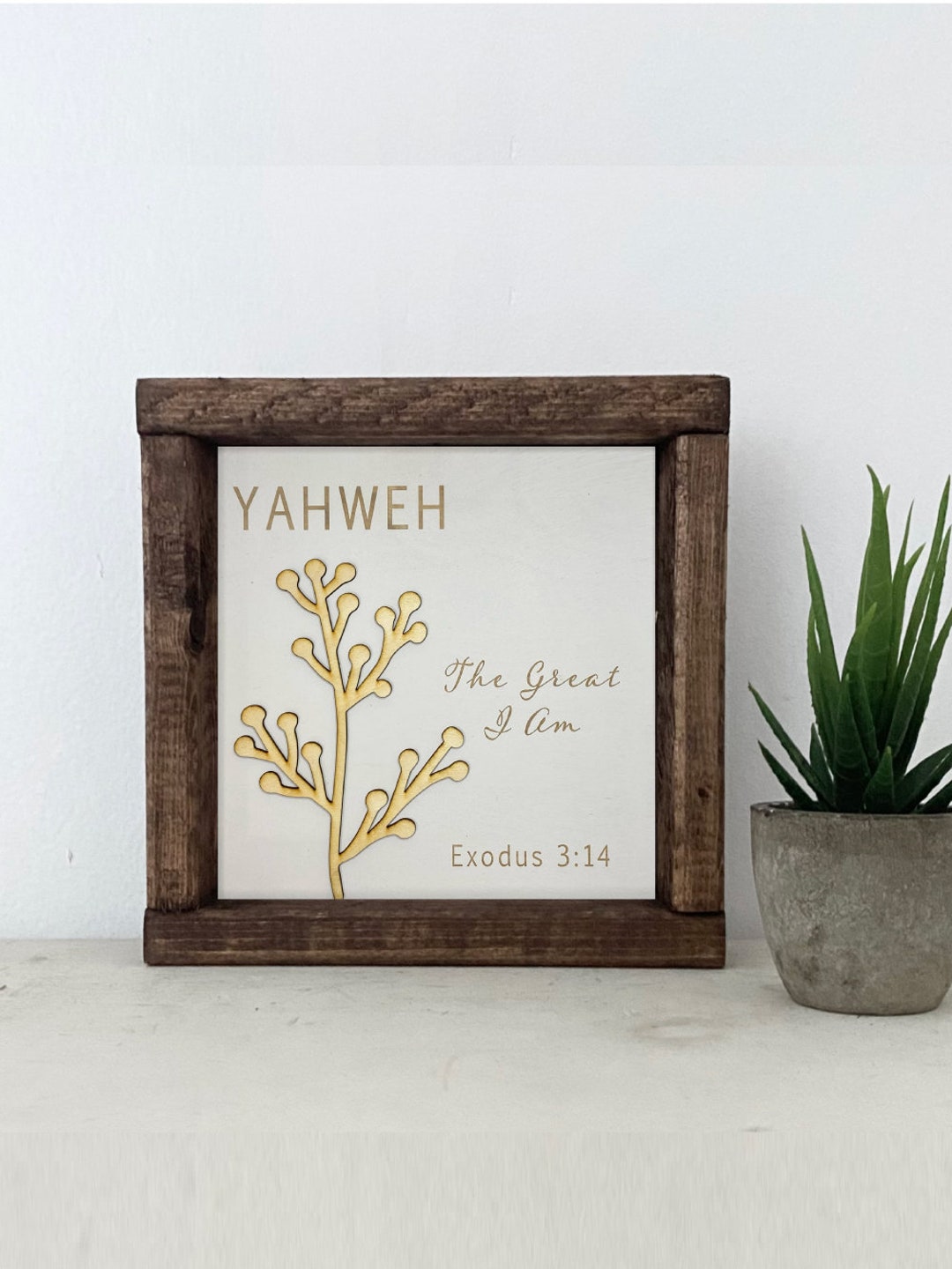 Scripture Framed Wall Art - Yahweh - the Great I Am - Simple Home Decor ...