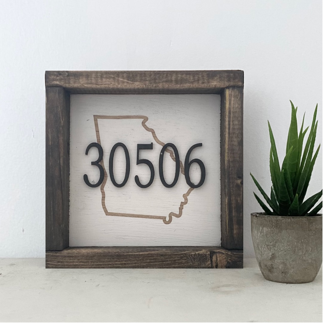 Personalized Zip Code Sign: Custom Hometown Decor, Framed Wood Sign - Etsy