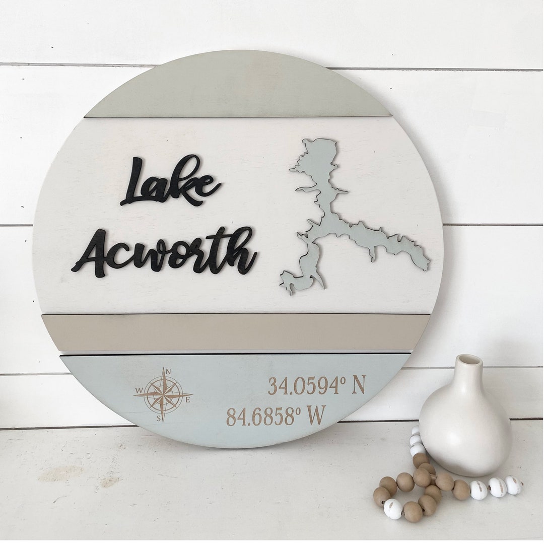 Custom Round Lake Sign Personalized Lake With - Etsy