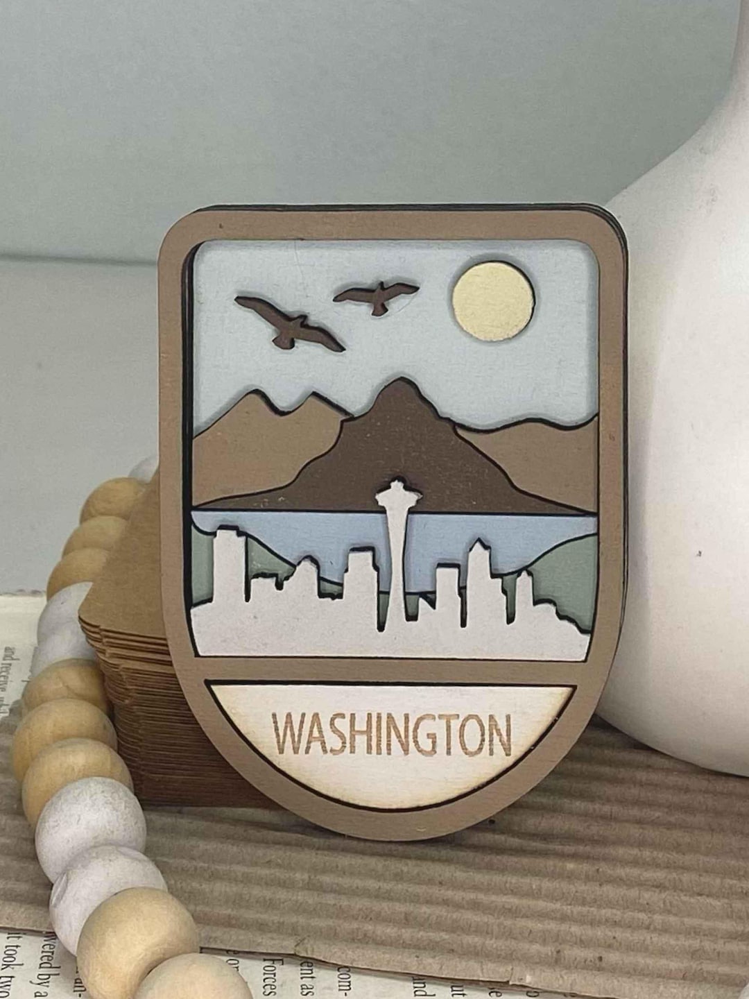 Washington State Magnet Wood Magnet Fridge Magnet Nature Magnet-laser ...