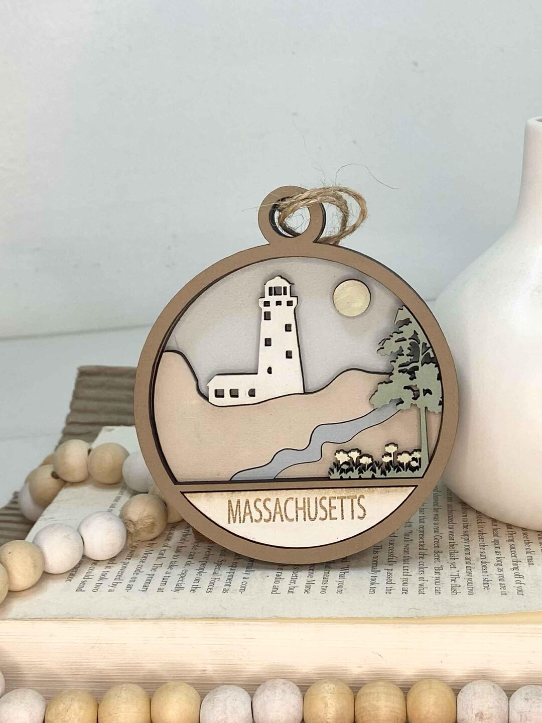 Massachusetts State Gift Tag - State Ornament - Wood Keepsake Ornament ...