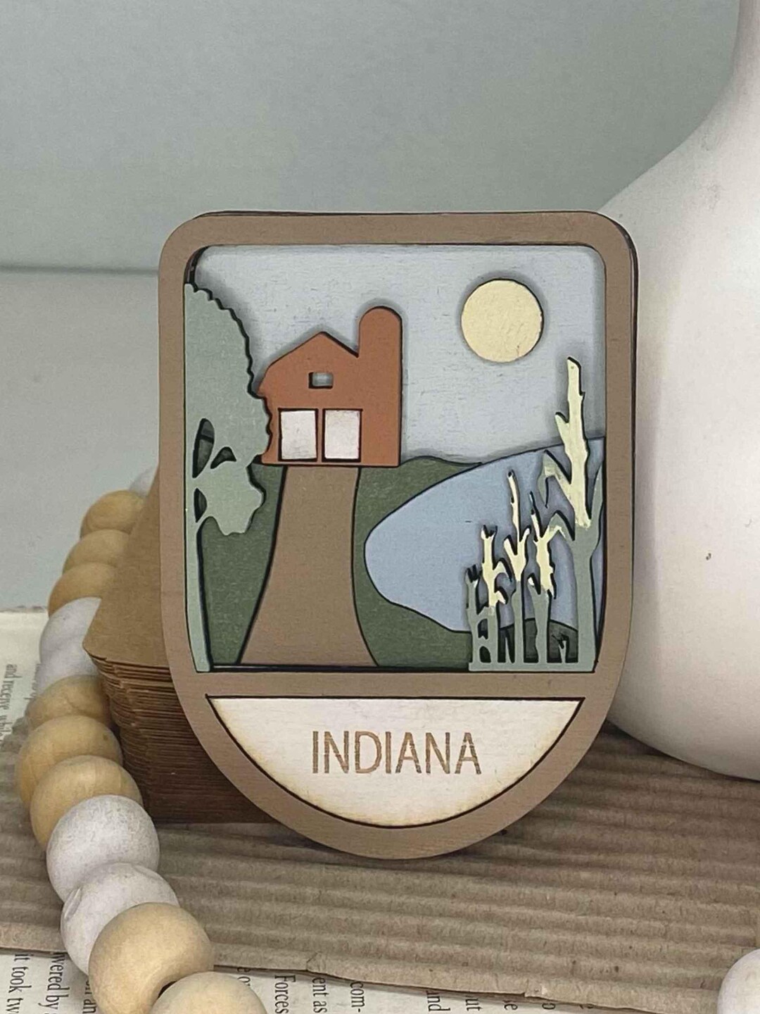 Indiana State Magnet Wood Magnet Fridge Magnet Nature Magnet Laser ...