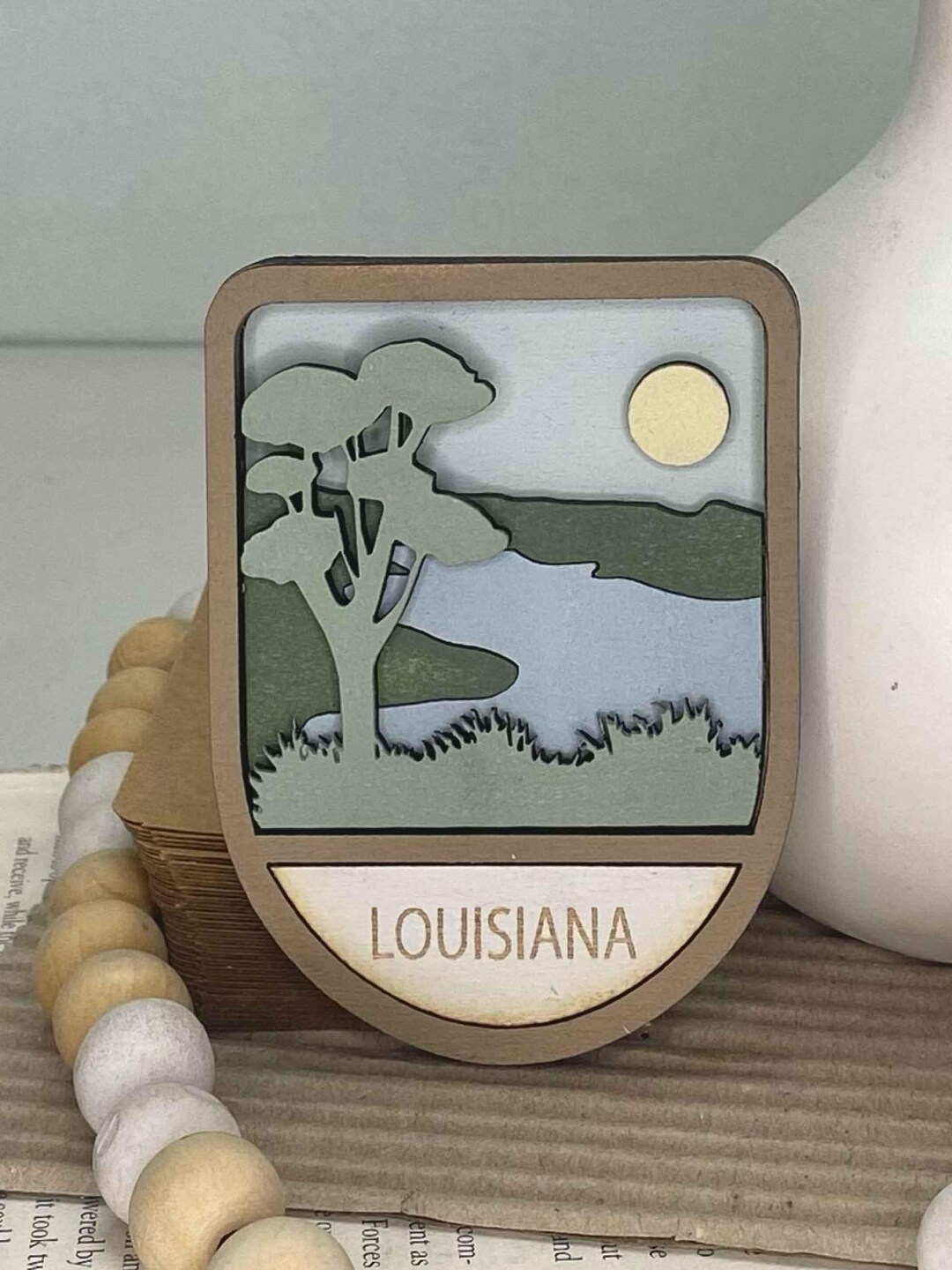 Louisiana State Magnet, Mini Framed State Sign, Wood Magnet, Nature ...