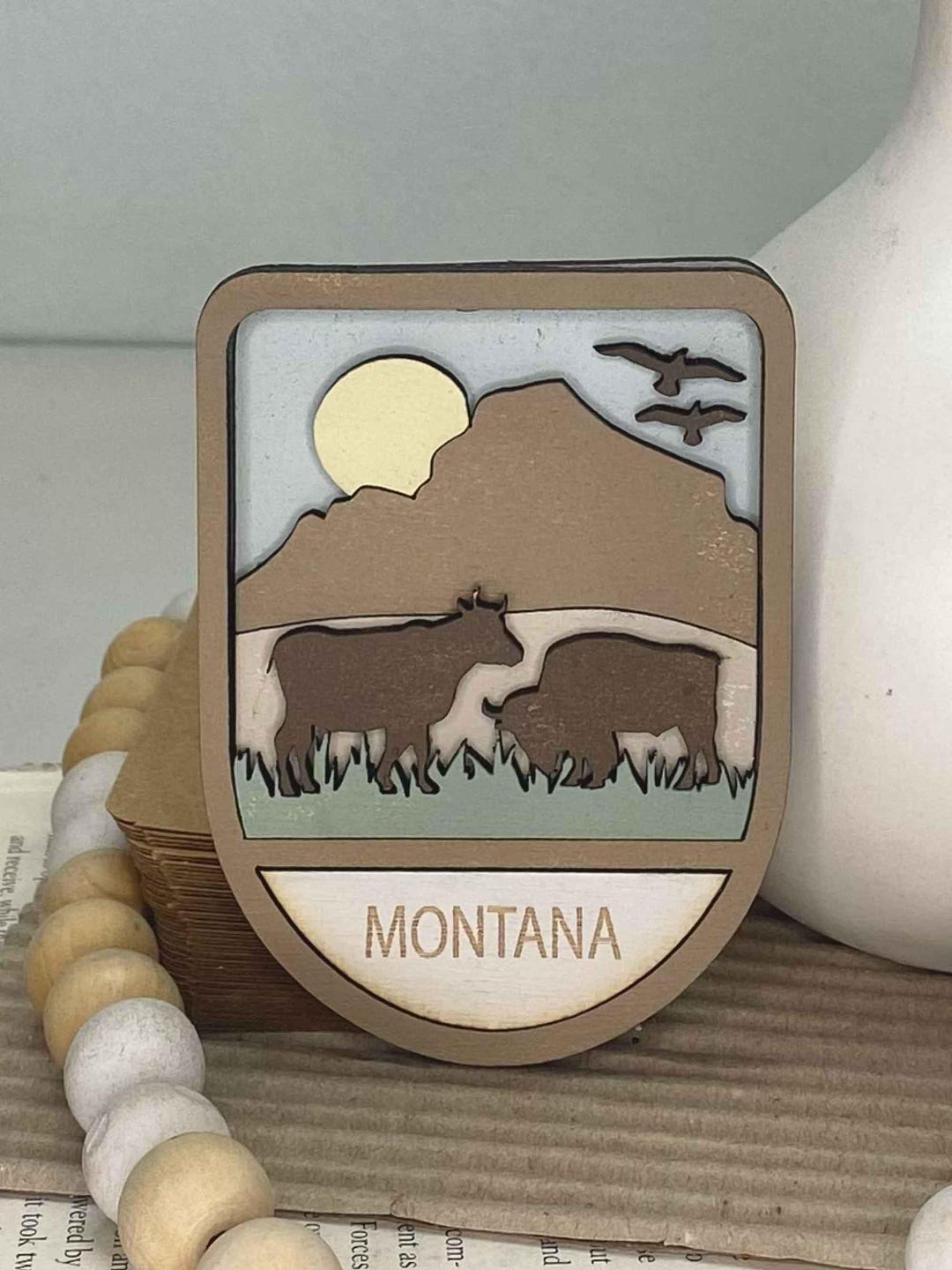 Montana State Magnet Wood Magnet Fridge Magnet Nature Magnet Laser ...