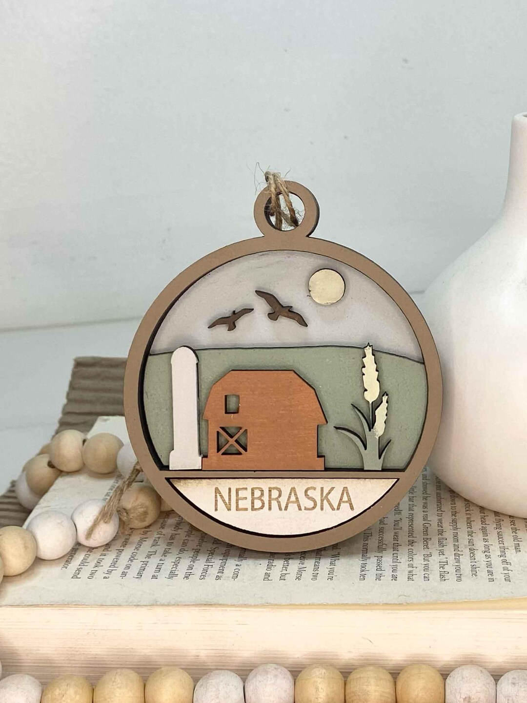 Nebraska State Gift Tag - State Ornament - Wood Keepsake Ornament - 3D ...