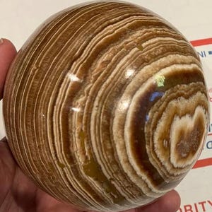 Large Banded Aragonite Sphere, Aragonite Orb, Limestone Travertine ...