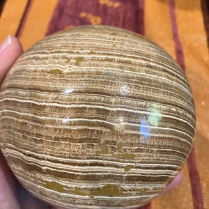 Large Banded Aragonite Sphere, Aragonite Orb, Limestone Travertine ...