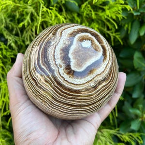 Large Banded Aragonite Sphere, Aragonite Orb, Limestone Travertine ...