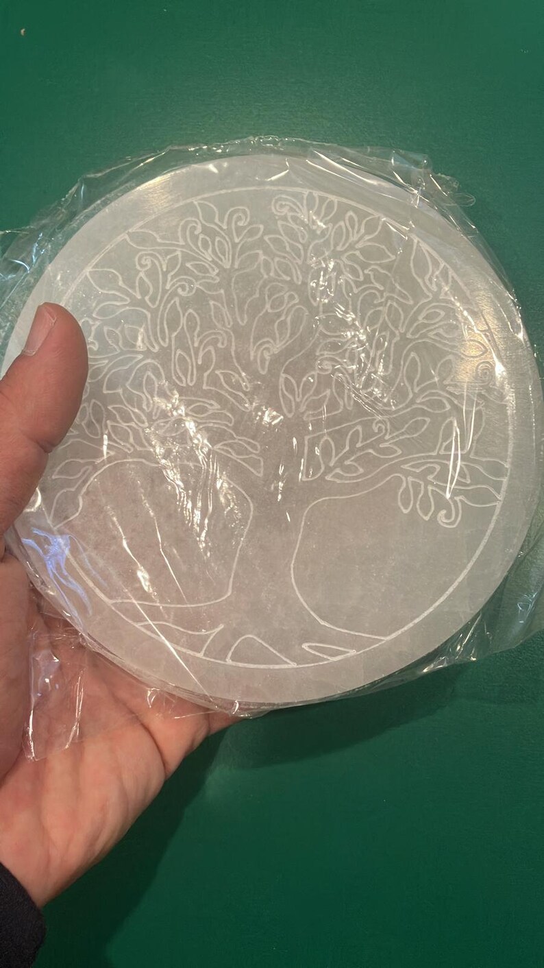 SELENITE Tree of Life Charging Plate Etched Selenite - Etsy