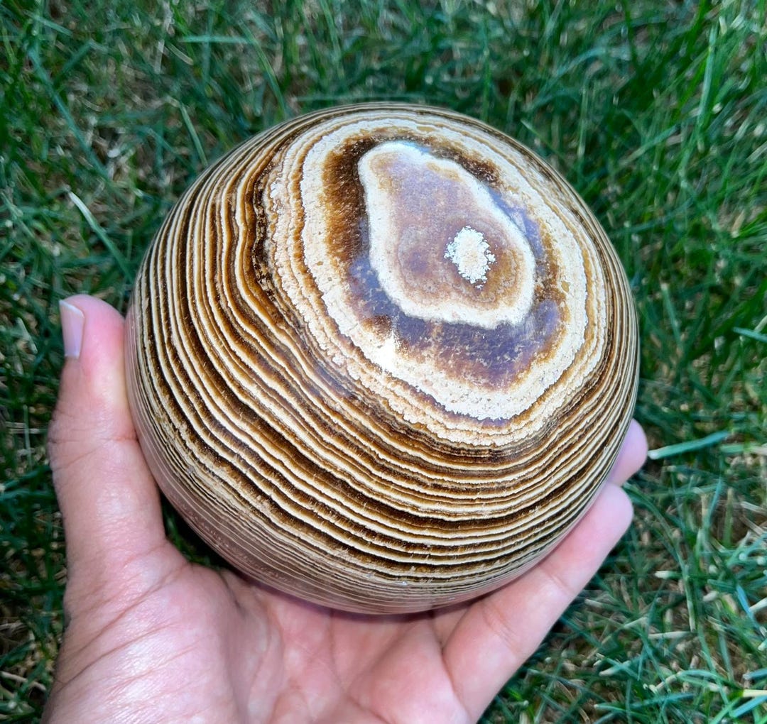Large Banded Aragonite Sphere, Aragonite Orb, Limestone Travertine ...