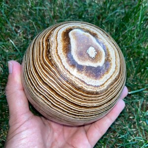 Large Banded Aragonite Sphere, Aragonite Orb, Limestone Travertine ...