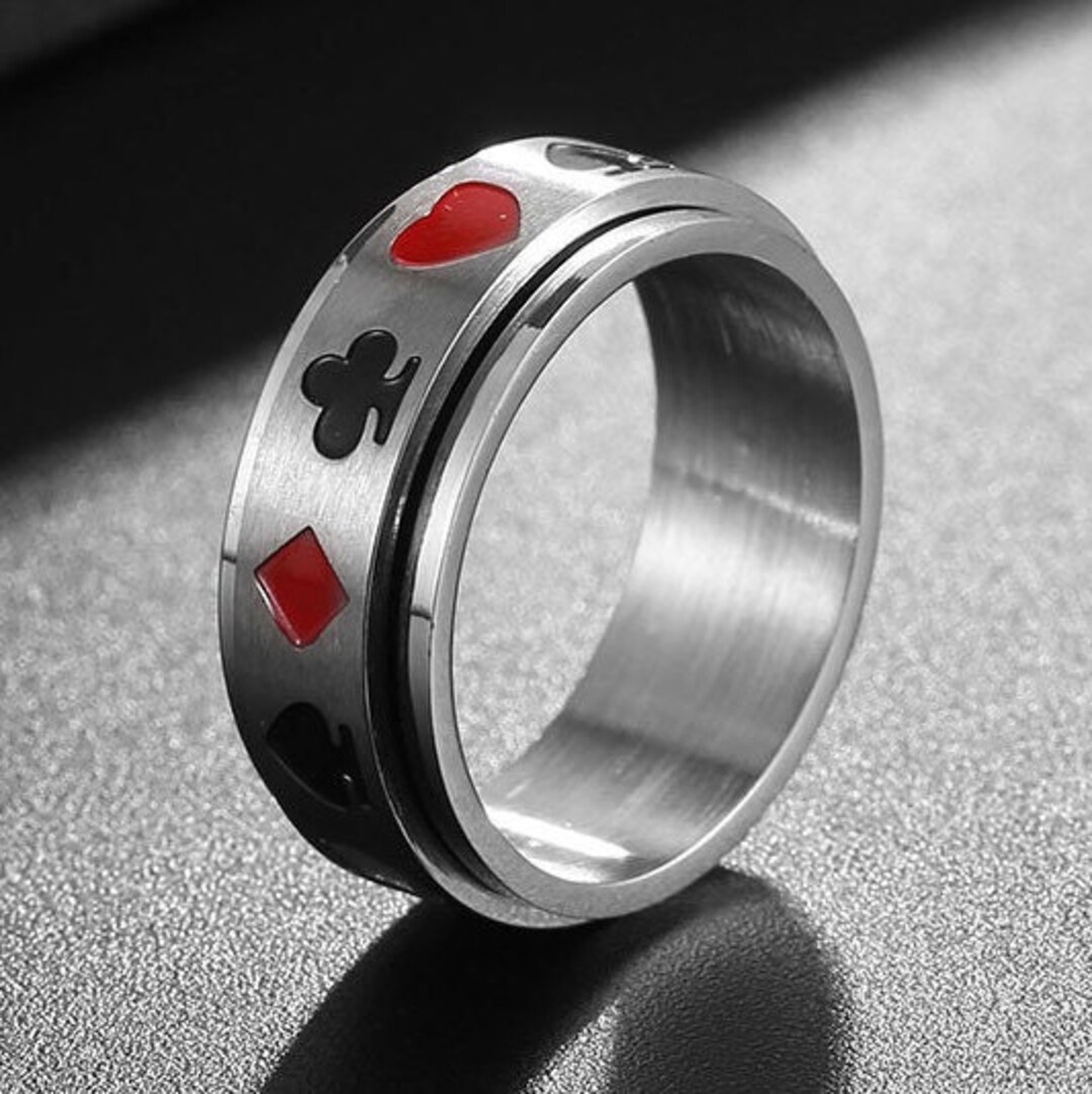 Poker Ring Men Titanium Stainless Steel Ace of Spades Men Ring - Etsy