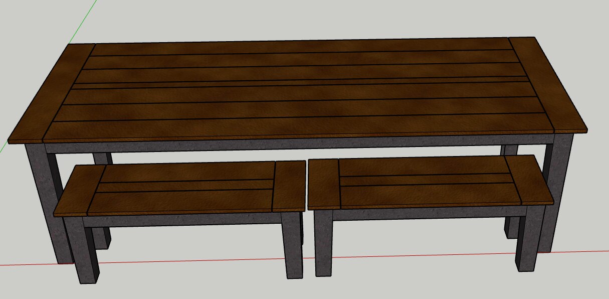 DIY Outdoor Patio Table Plans includes 2 Benches - Etsy