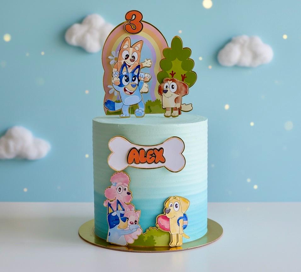 Blue Dog Birthday Cake Topper | Personalized 3D Handmade Paper ...