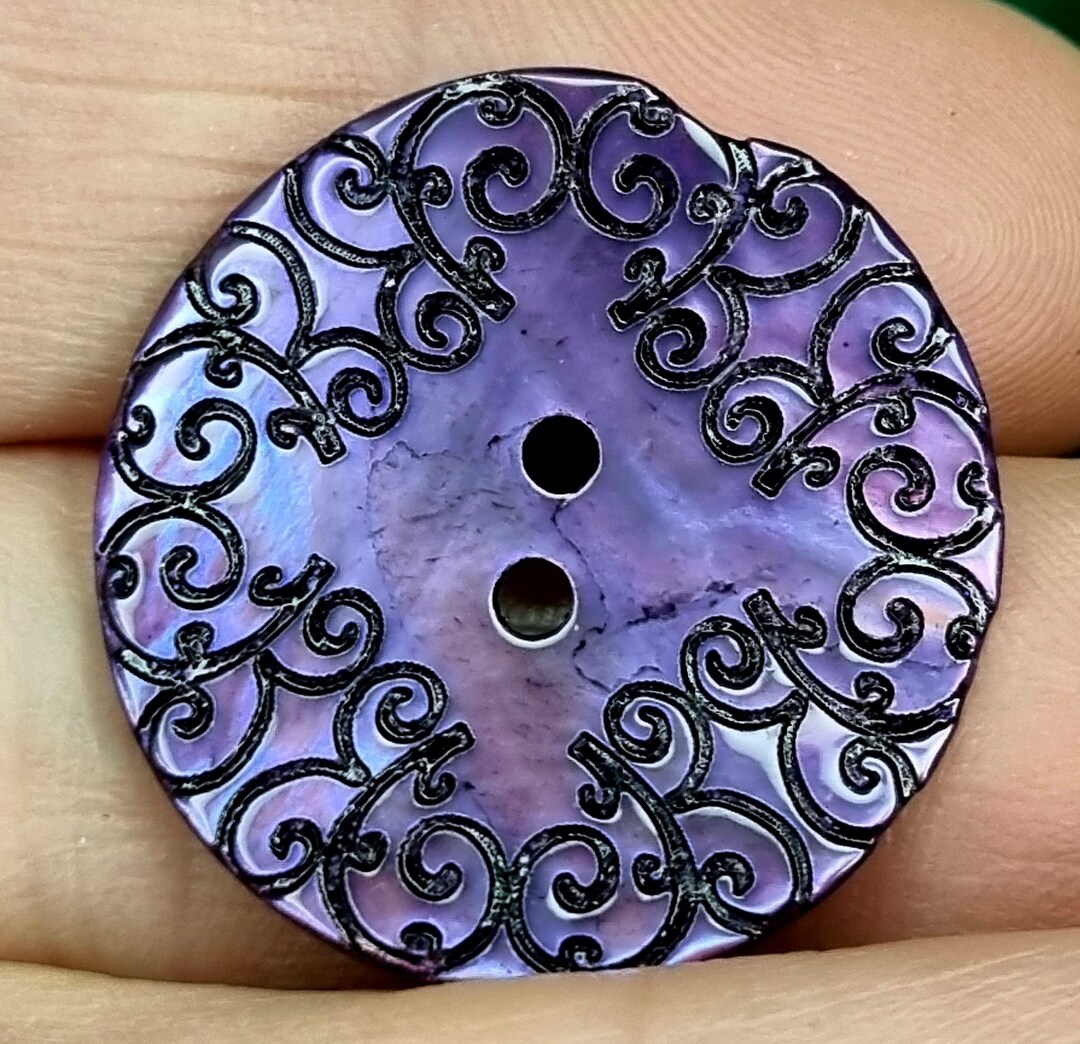 Laser Engraved Mother of Pearl Button: 27mm Natural Shell, 2-hole - Etsy