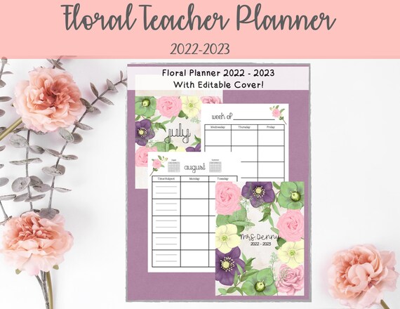 Floral Teacher Planner 2022-2023 Customizable With Editable - Etsy