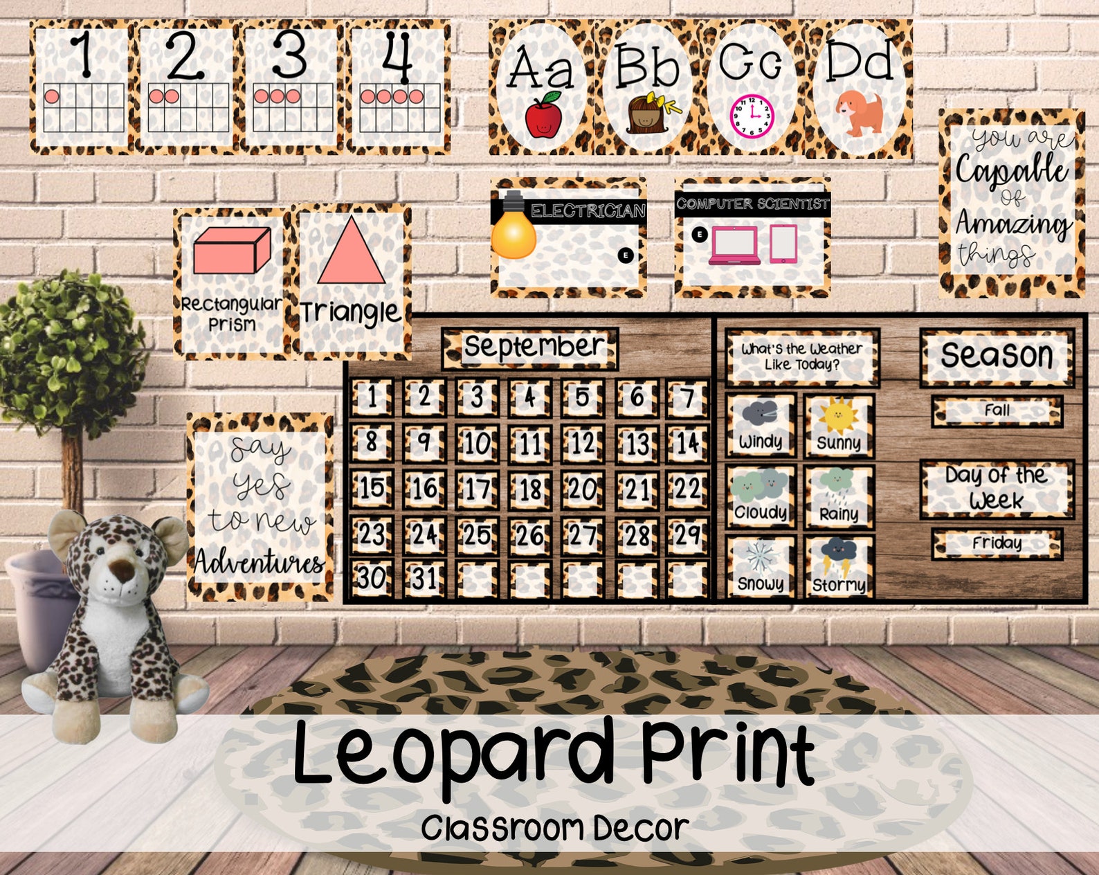Leopard Print Shapes Posters Printable | 2D and 3D Shapes Classroom ...