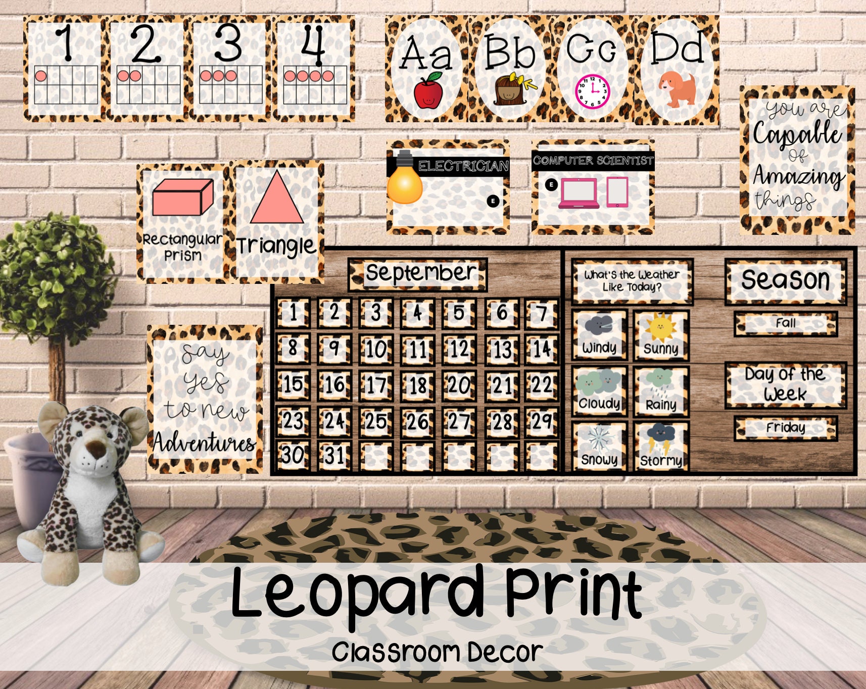 Leopard Print Shapes Posters Printable | 2D and 3D Shapes Classroom ...